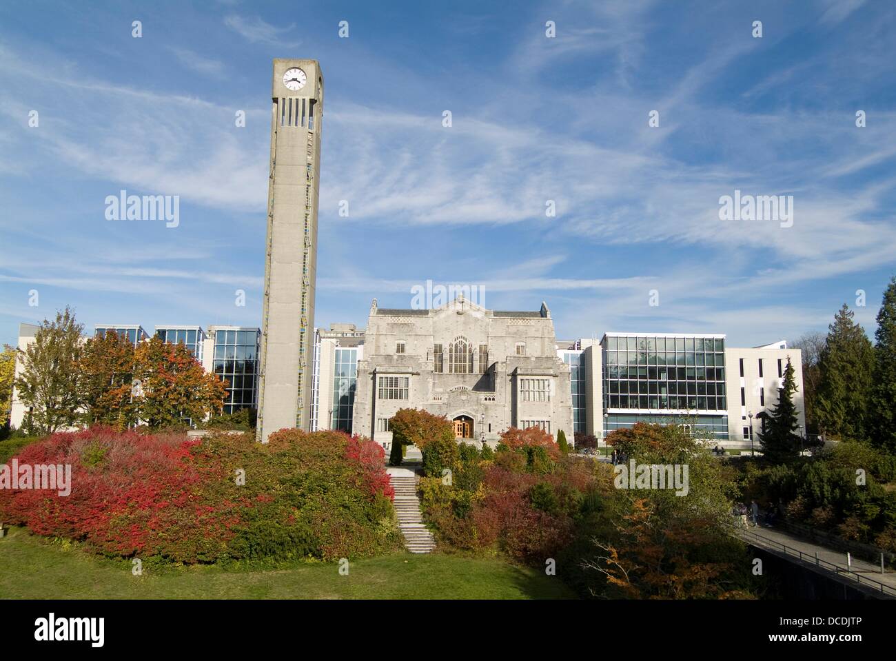 the clock tower and library at the University of British Columbia ...
