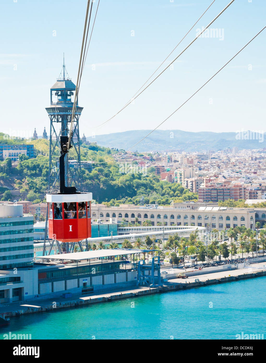 Cablecar over the port in Barcelona, Spain Stock Photo - Alamy