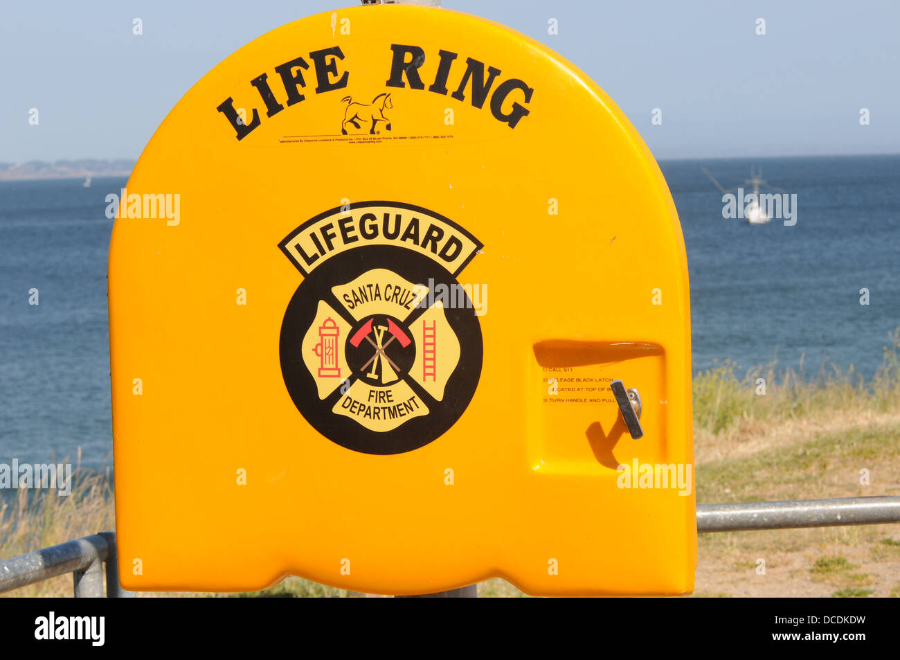 life ring on shore of pacific coast in Santa Cruz California Stock ...