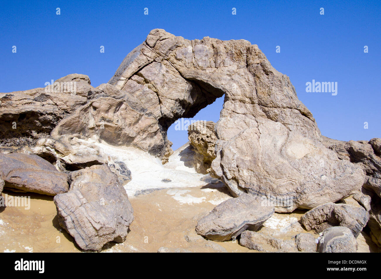 A rock arch on Crystal Mountain in the Black Desert of western Egypt ...