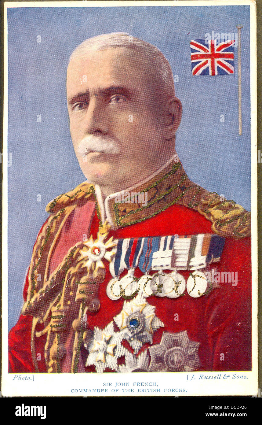 Embossed bas-relief postcard of Sir John French, Commander of the ...