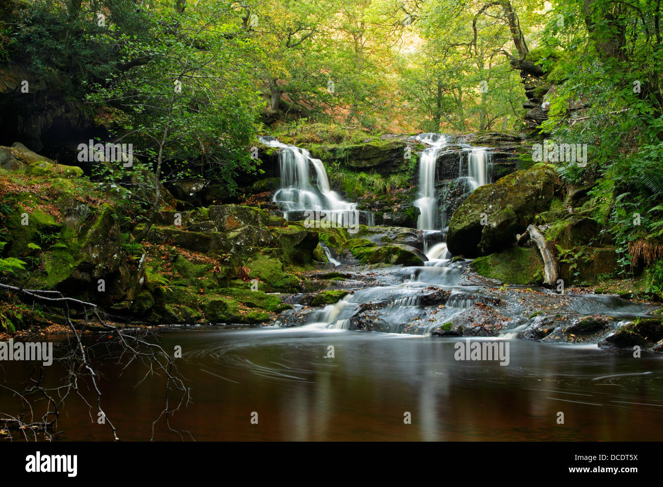 Eller Beck cascades over a rock step at Thomason Foss at Beck Hole in ...