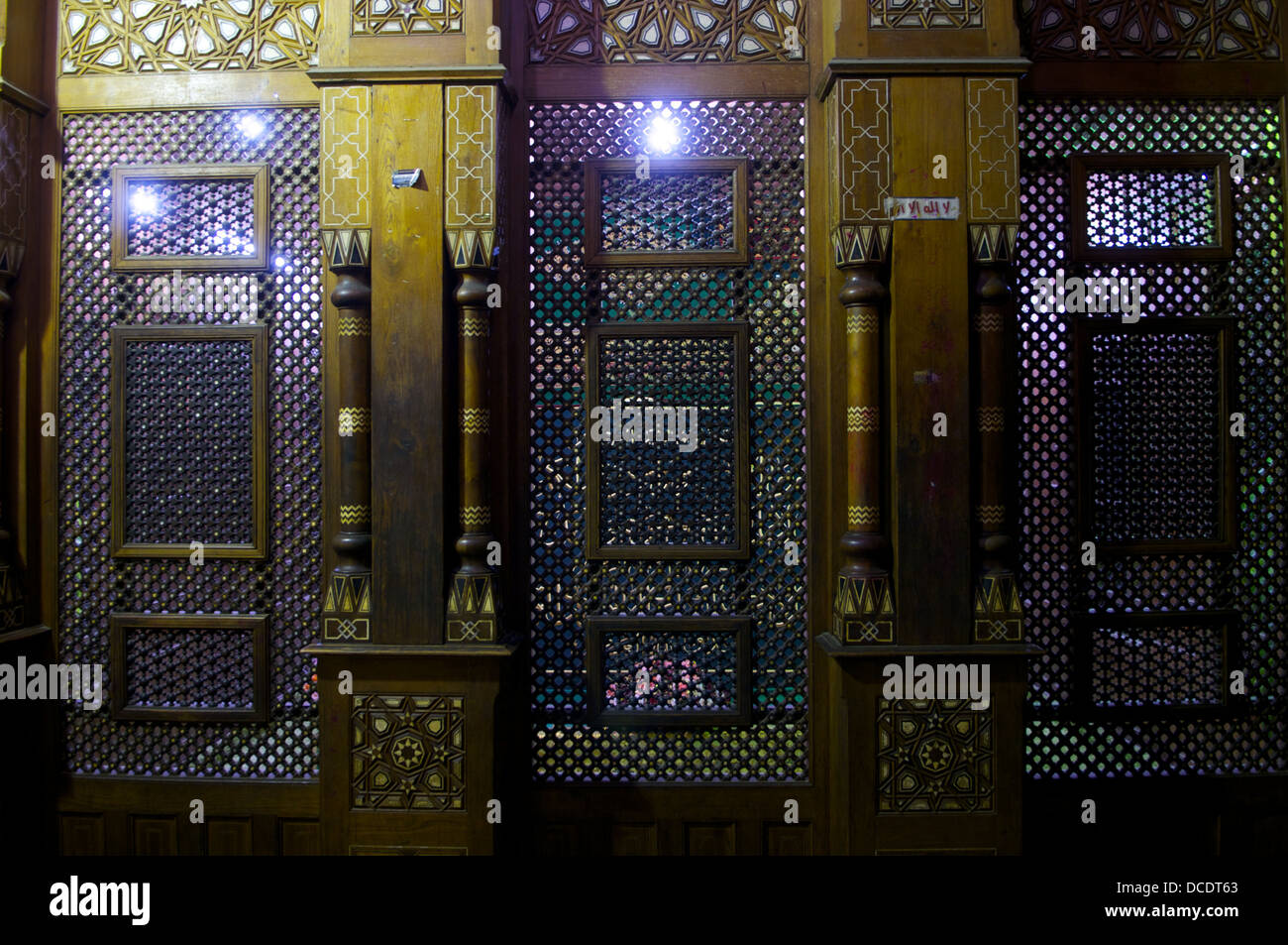 Latticed, arabesque screens in the Sultan Hassan mosque in Cairo, Egypt ...