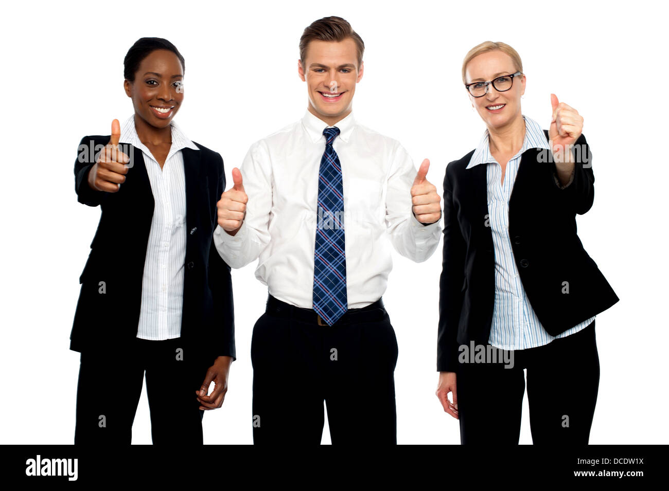 Corporate team with thumbs up gesture. Keep up the great work Stock ...