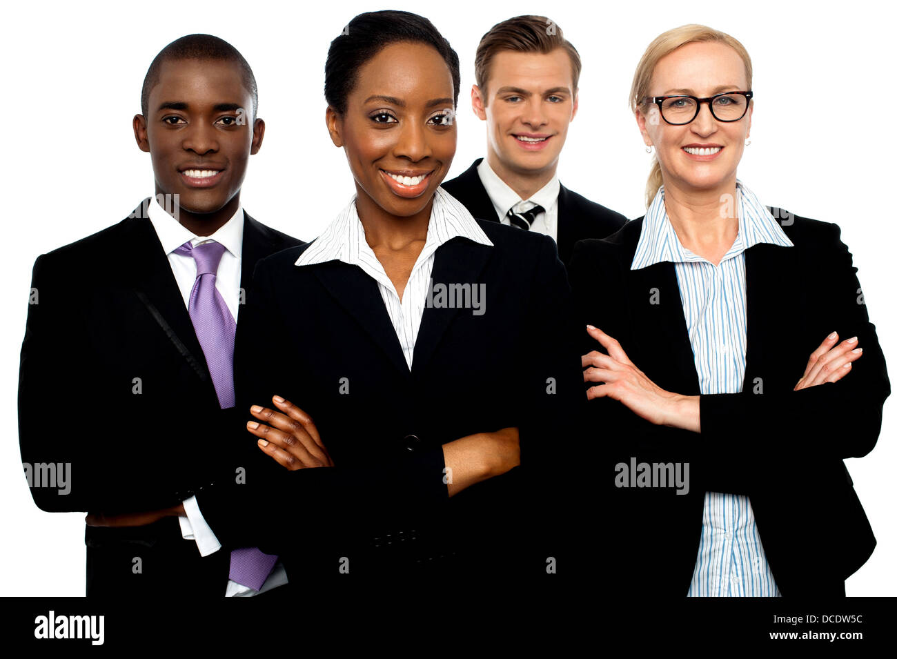 Portrait of team of business associates posing with arms crossed Stock ...