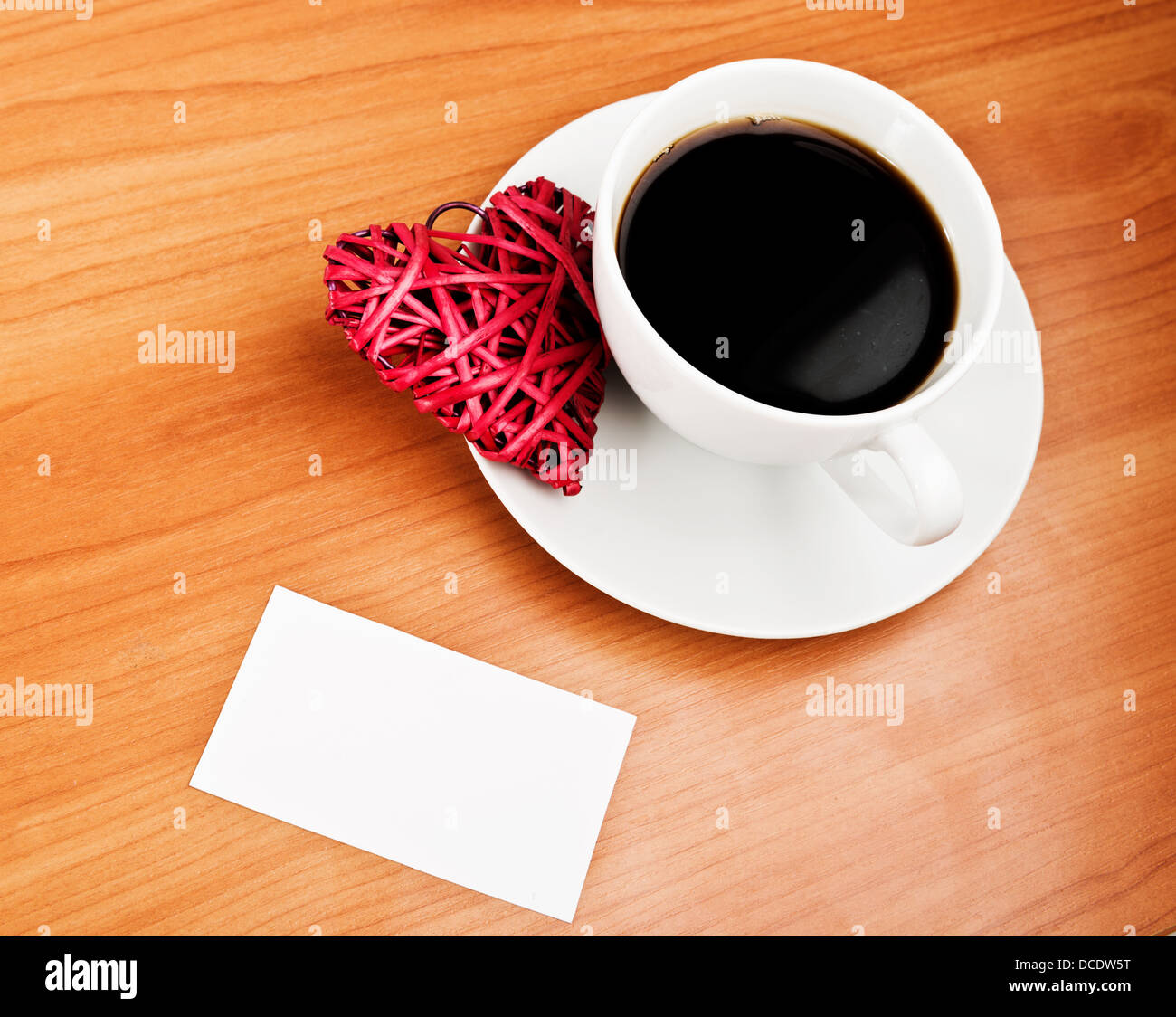 Red straw heart and cup of coffee Stock Photo - Alamy