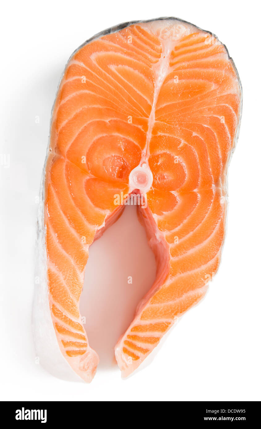 Fresh raw salmon isolated on white background Stock Photo - Alamy