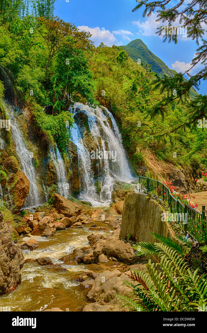 Picturesque Cat Cat waterfall at Cat Cat village near Sapa, Vietnam ...
