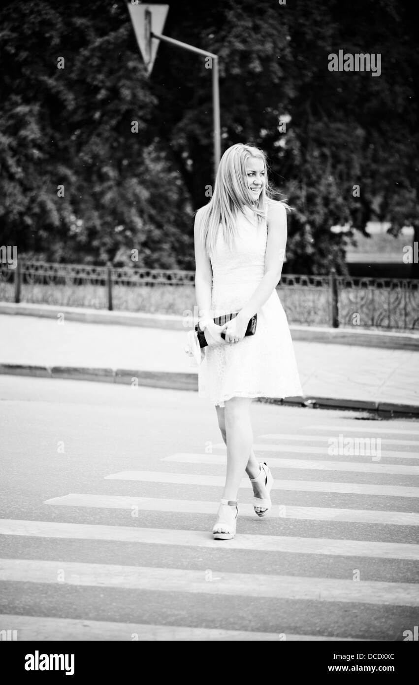 beauty woman in the city at summer time Stock Photo - Alamy