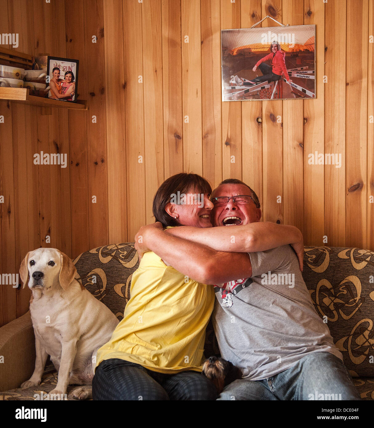 Parent of the Czech athlete Zuzana Hejnova, Pavel Hejna (left) and ...