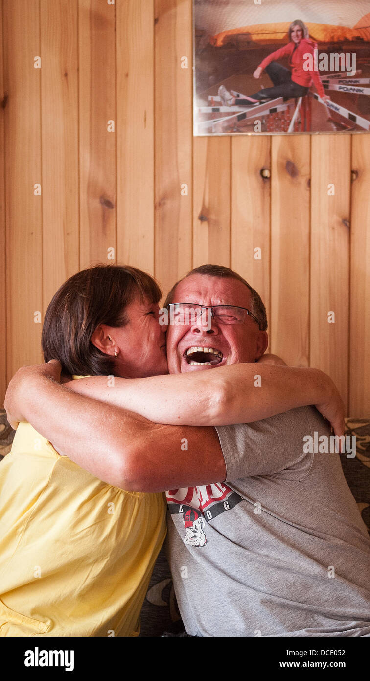 Parent of the Czech athlete Zuzana Hejnova, Pavel Hejna (left) and ...