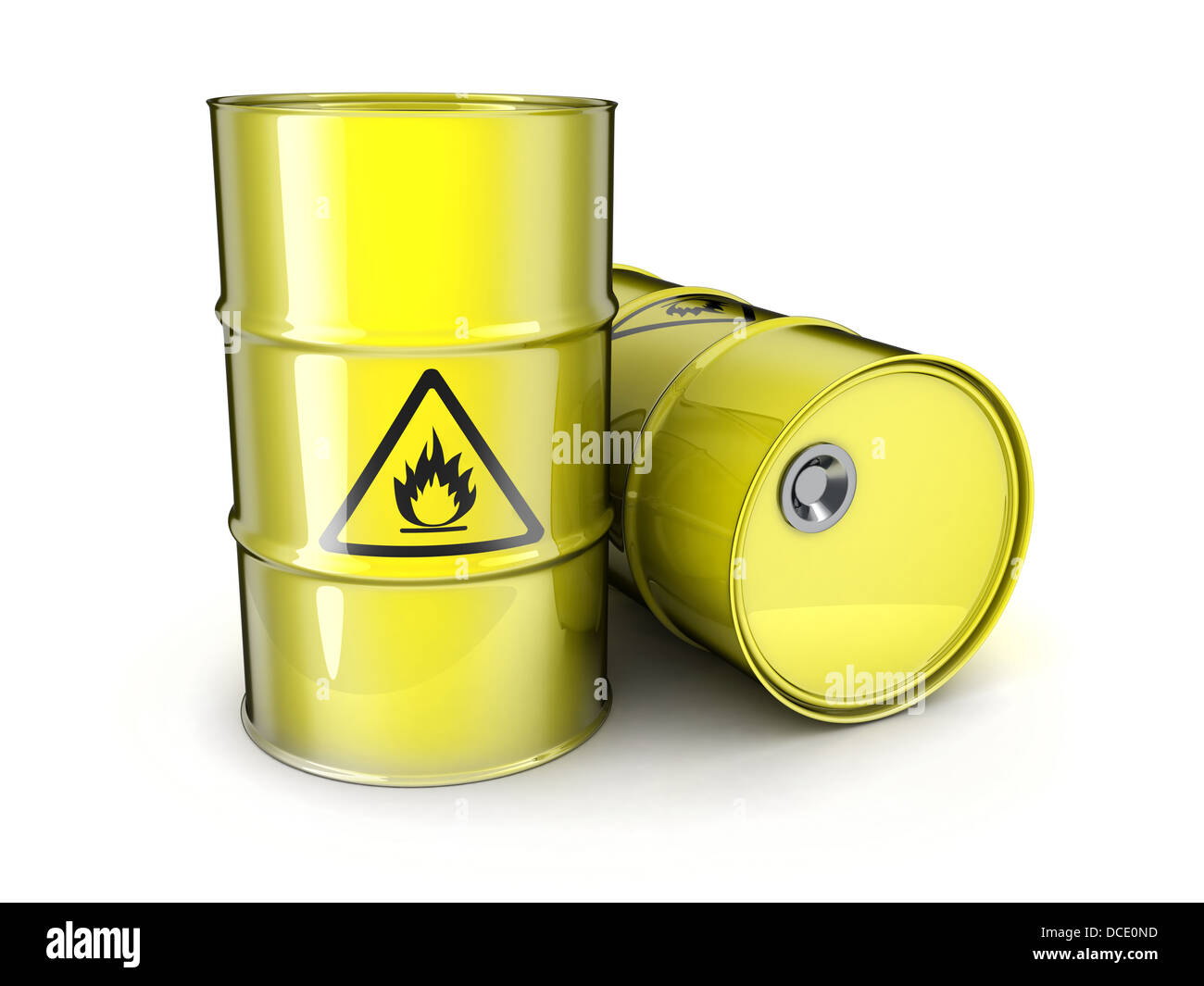 Two yellow barrels (done in 3d Stock Photo - Alamy