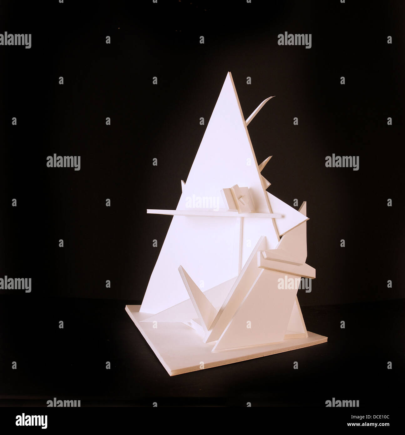 abstract modern sculpture based on a cubist face made from foam board ...
