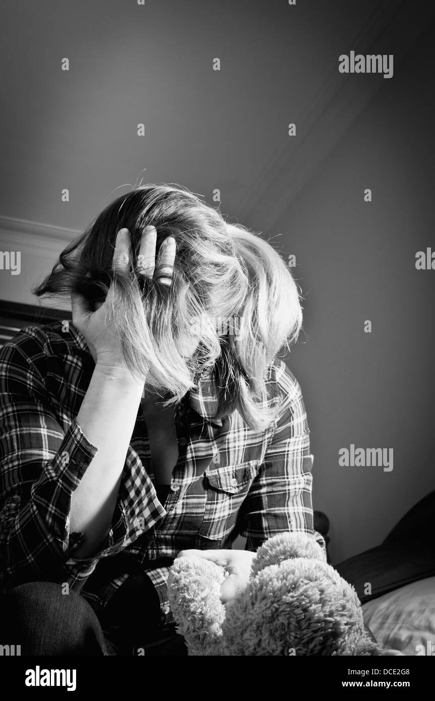 Crying woman sadness Black and White Stock Photos & Images - Alamy