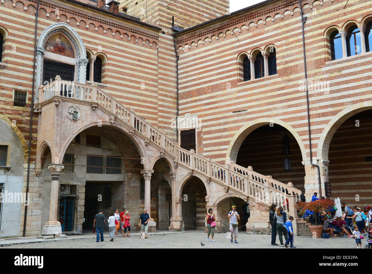 Verona Italy Staircase in the courtyard of the Palazzo del Comune or ...