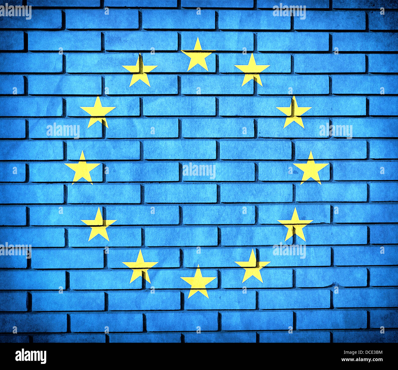 Official European Union flag on the brick wall Stock Photo - Alamy