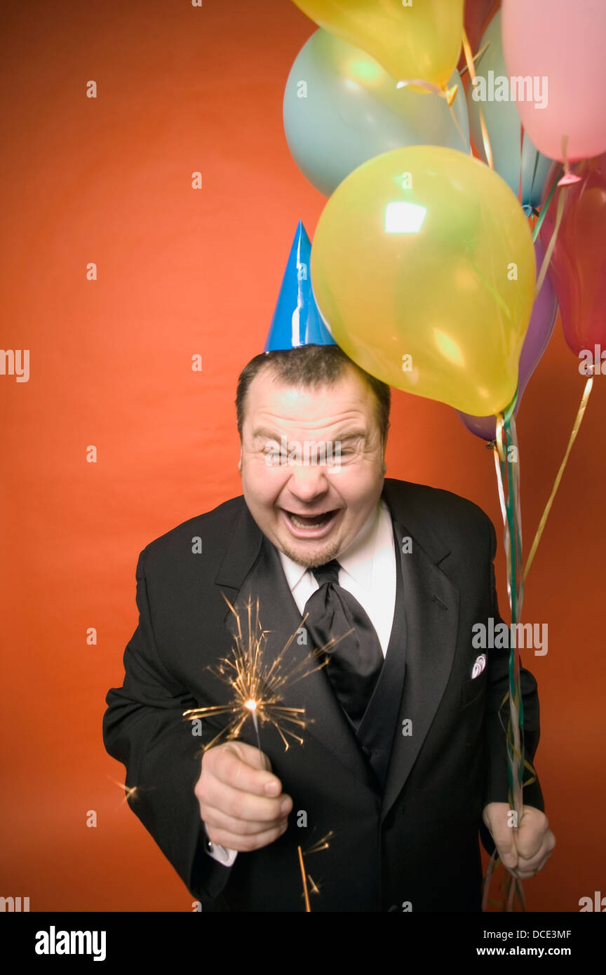 Man With Balloons Stock Photo - Alamy