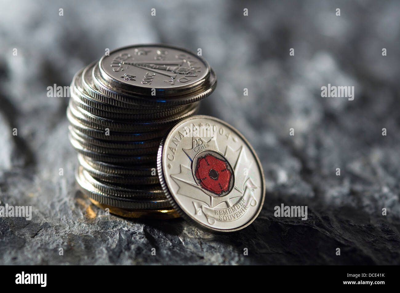 Stack Of Canadian Coins Stock Photo - Alamy