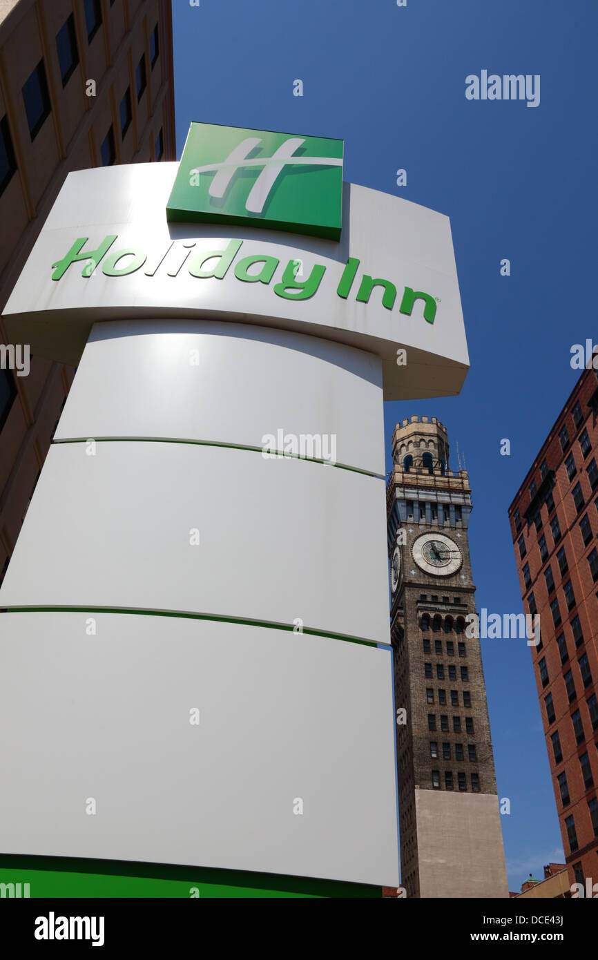 Baltimore Inner Harbor Holiday Inn sign and Bromo Seltzer Arts Clock ...