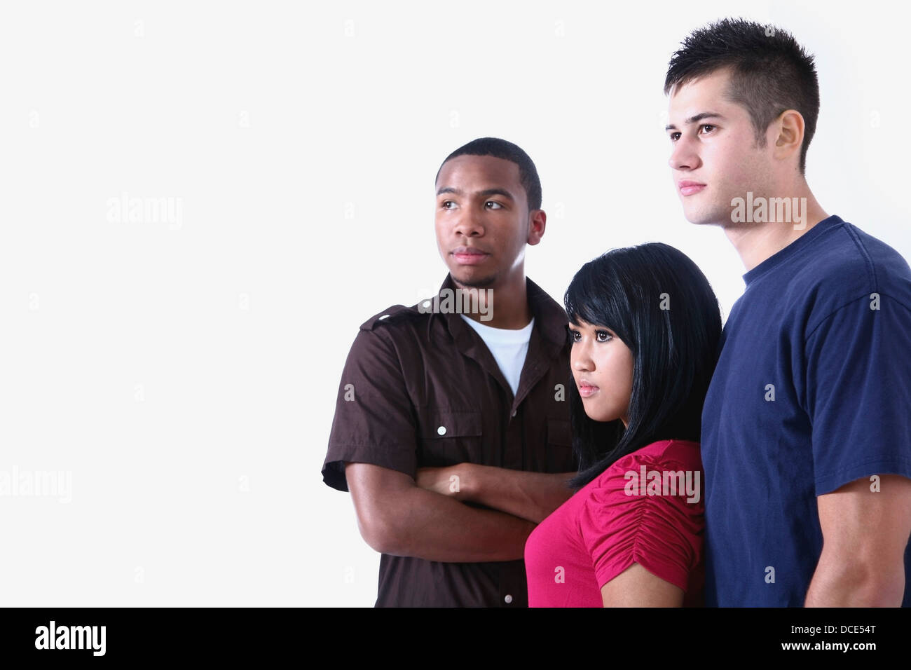 Two Men And One Woman Stock Photo - Alamy