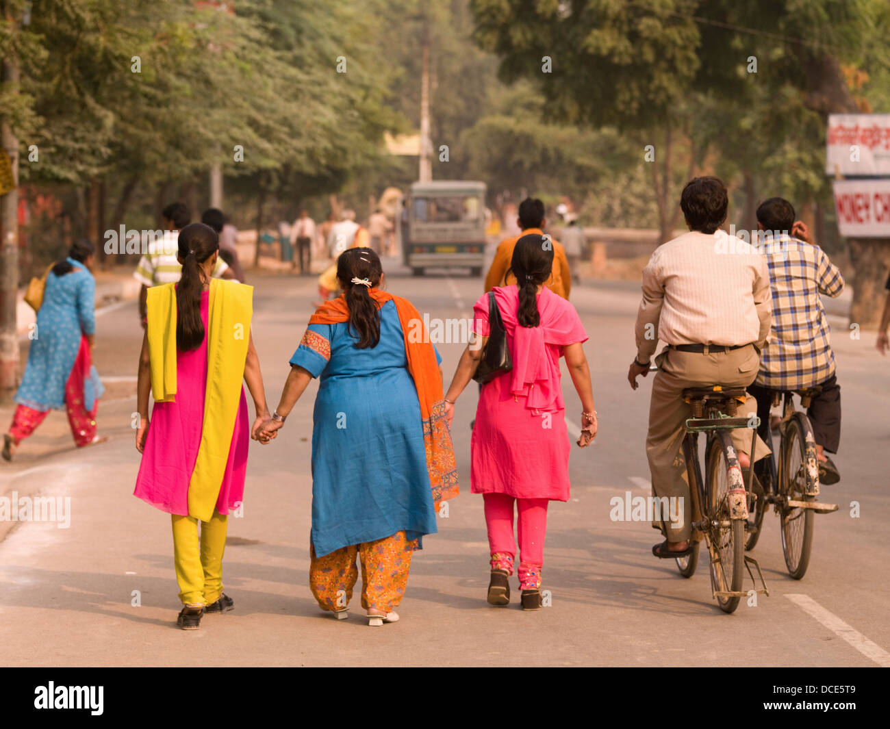 Women Walking Along A Road; India Stock Photo - Alamy