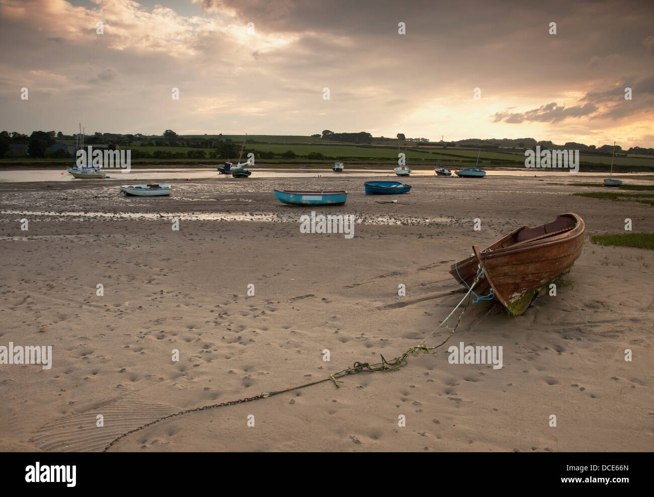 Alnmouth, Northumberland, England; Boats Docked On The Beach Stock ...