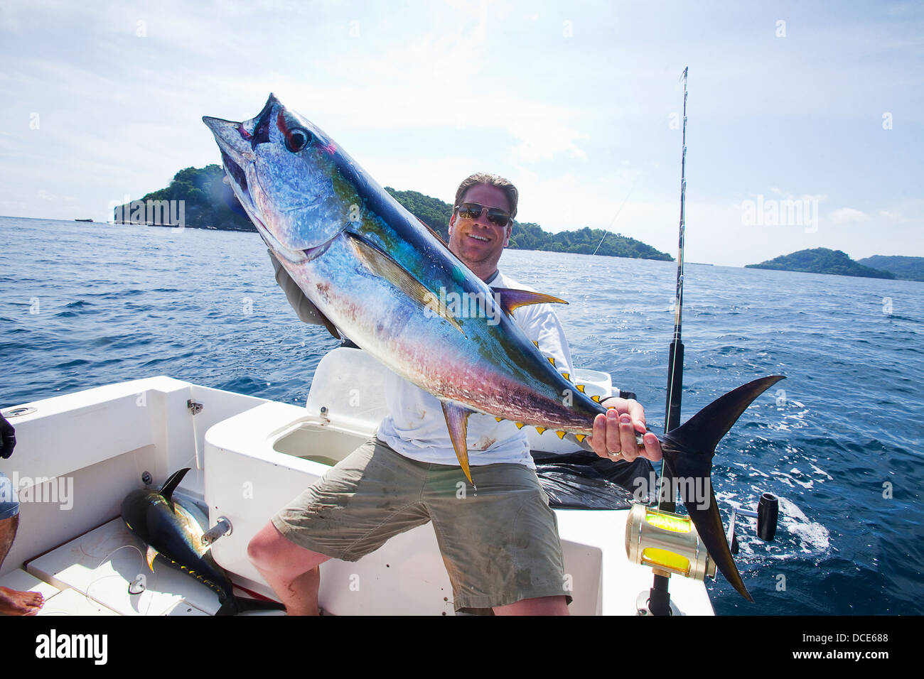 Man holding a yellowfin tuna; panama Stock Photo - Alamy