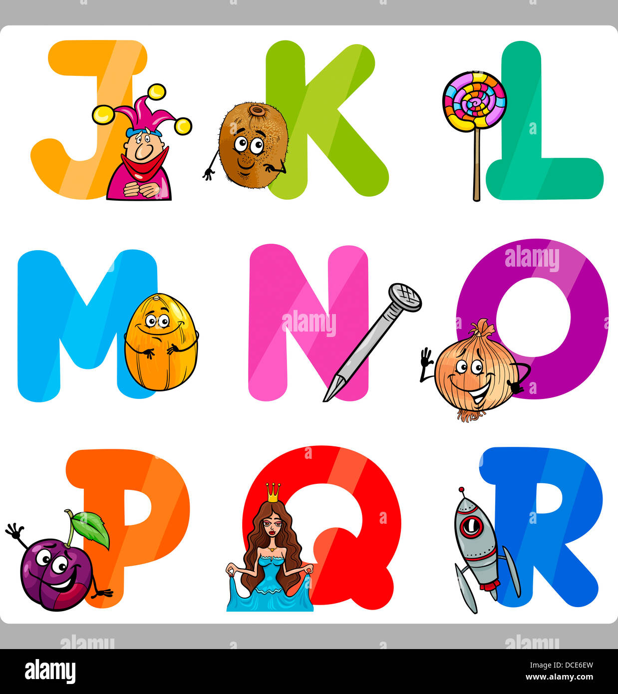 Cartoon Illustration of Funny Capital Letters Alphabet with Objects for ...