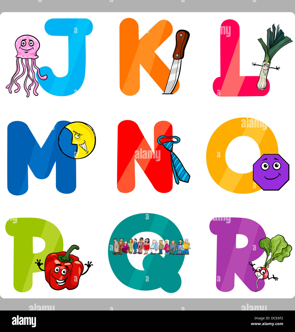 Cartoon Illustration of Funny Capital Letters Alphabet with Objects for ...