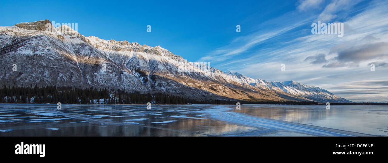 Panoramic of frozen annie lake;Whitehorse yukon canada Stock Photo - Alamy