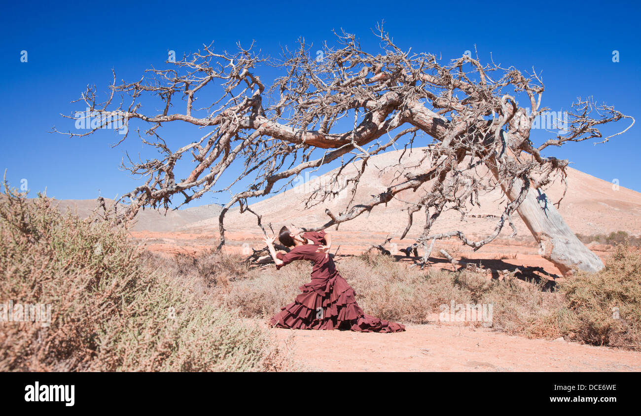 flamenco and a dead tree, art, life and death Stock Photo - Alamy