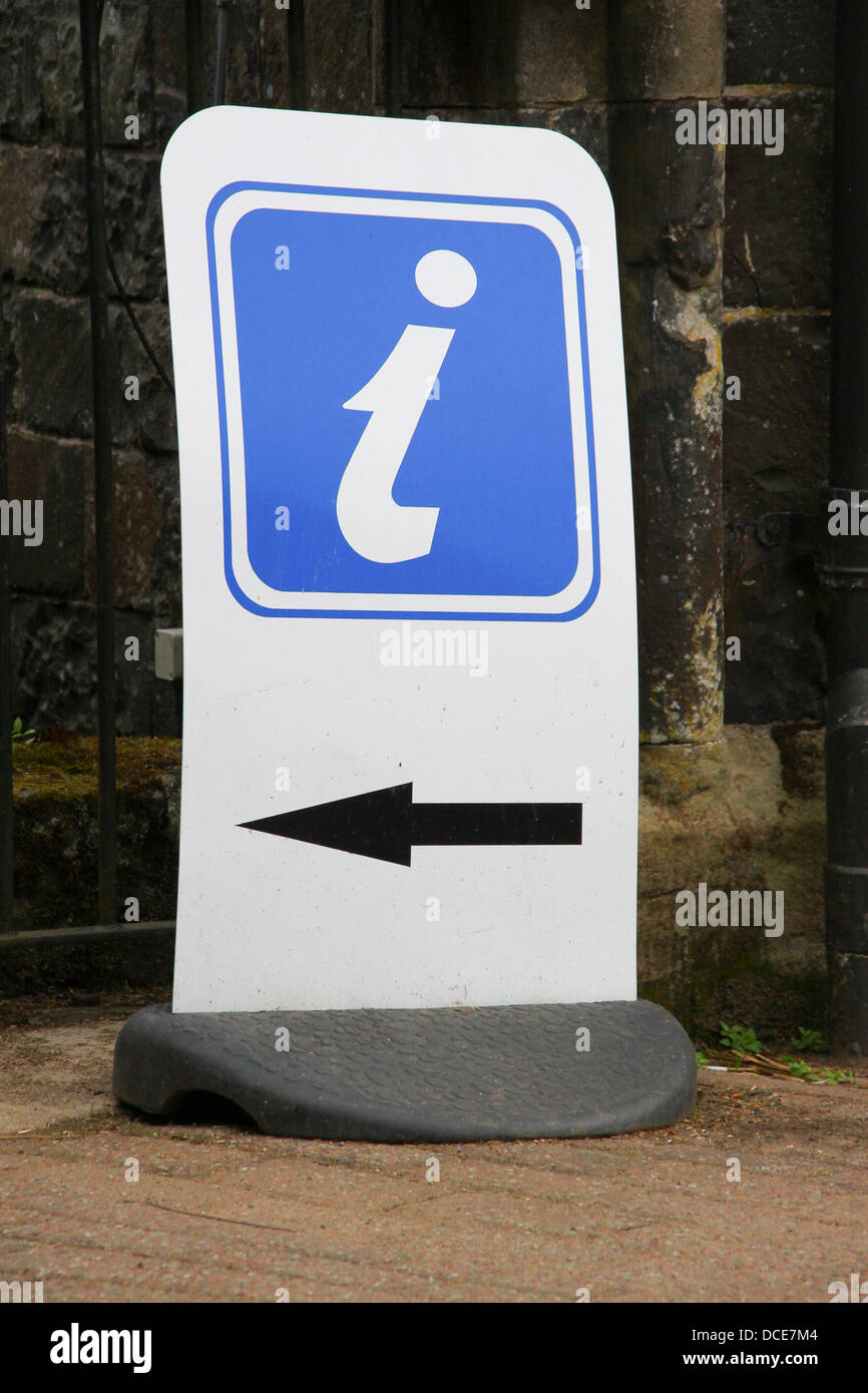 Direction board to information centre Stock Photo - Alamy