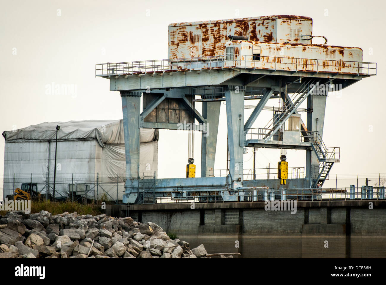 USA, Louisiana, Atchafalaya, Old River Low Sill Control Structure ...