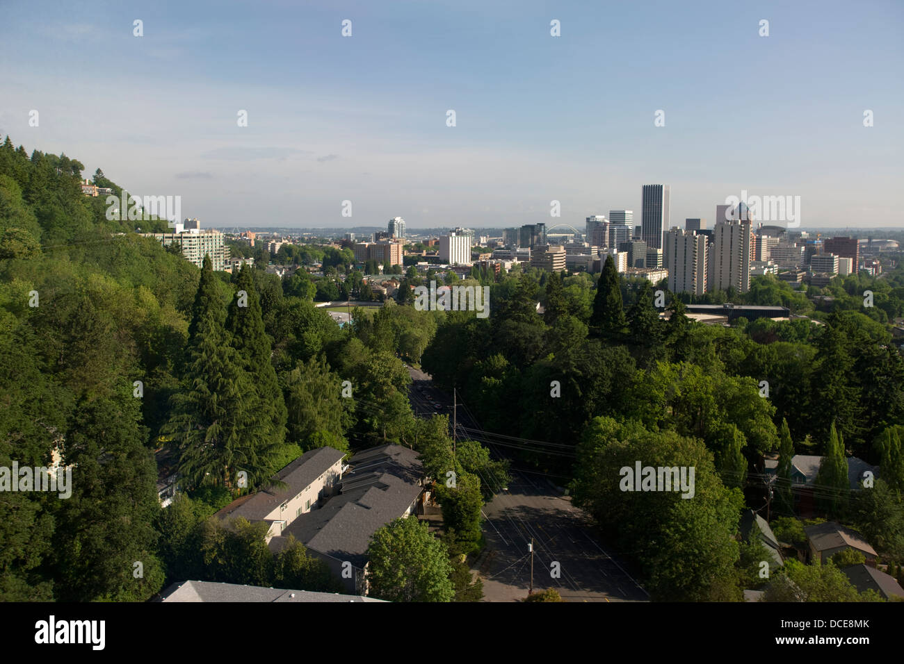 AERIAL DOWNTOWN SKYLINE PORTLAND OREGON USA Stock Photo - Alamy