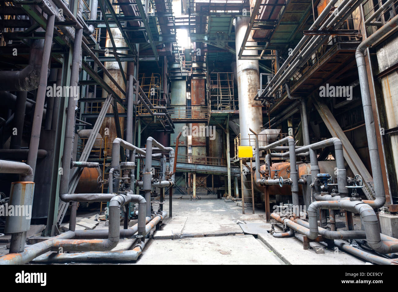 Interior of steel mill with pipes and valves Stock Photo - Alamy