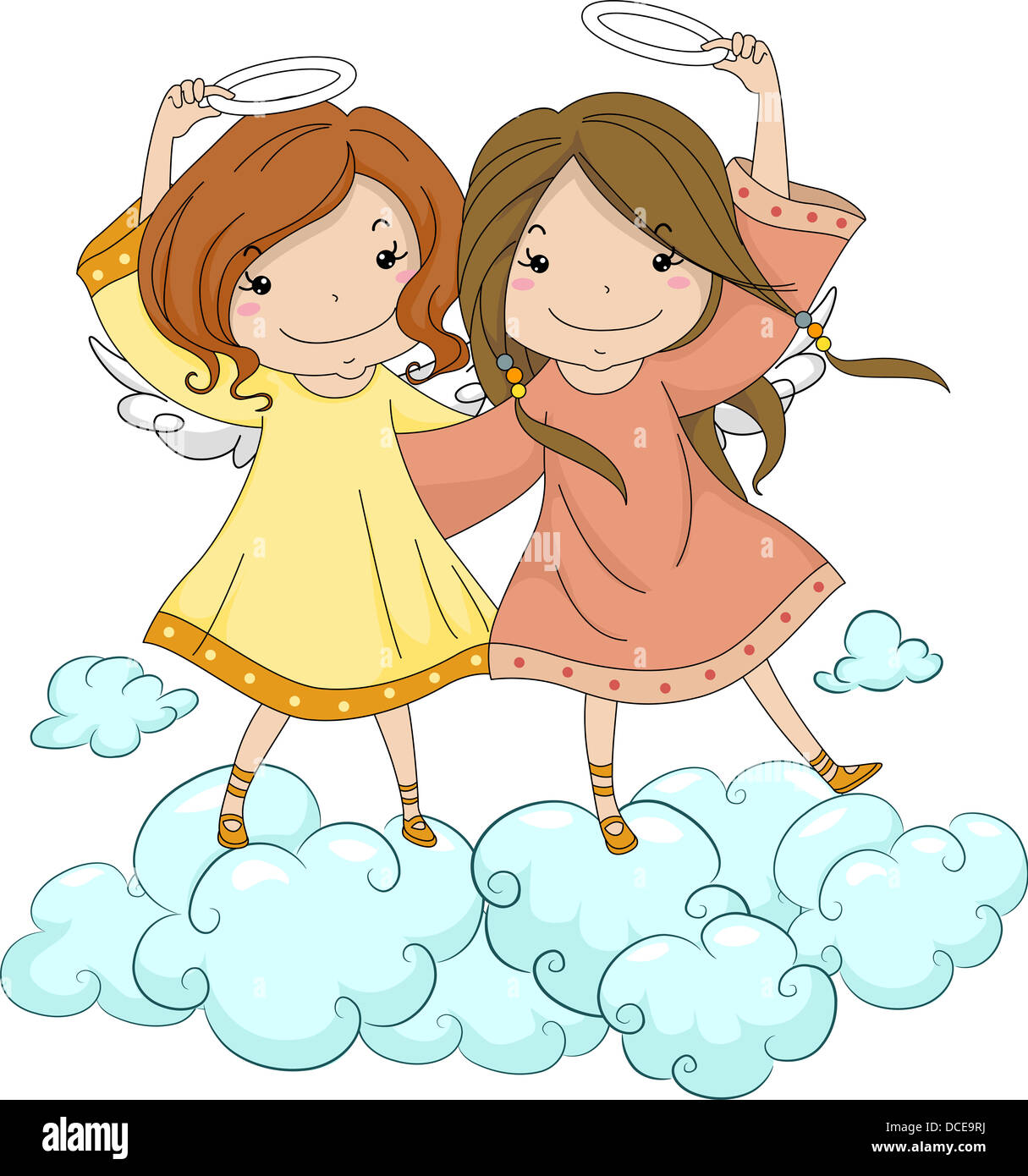 Illustration of Angel Sisters Holding Their Halo Stock Photo - Alamy