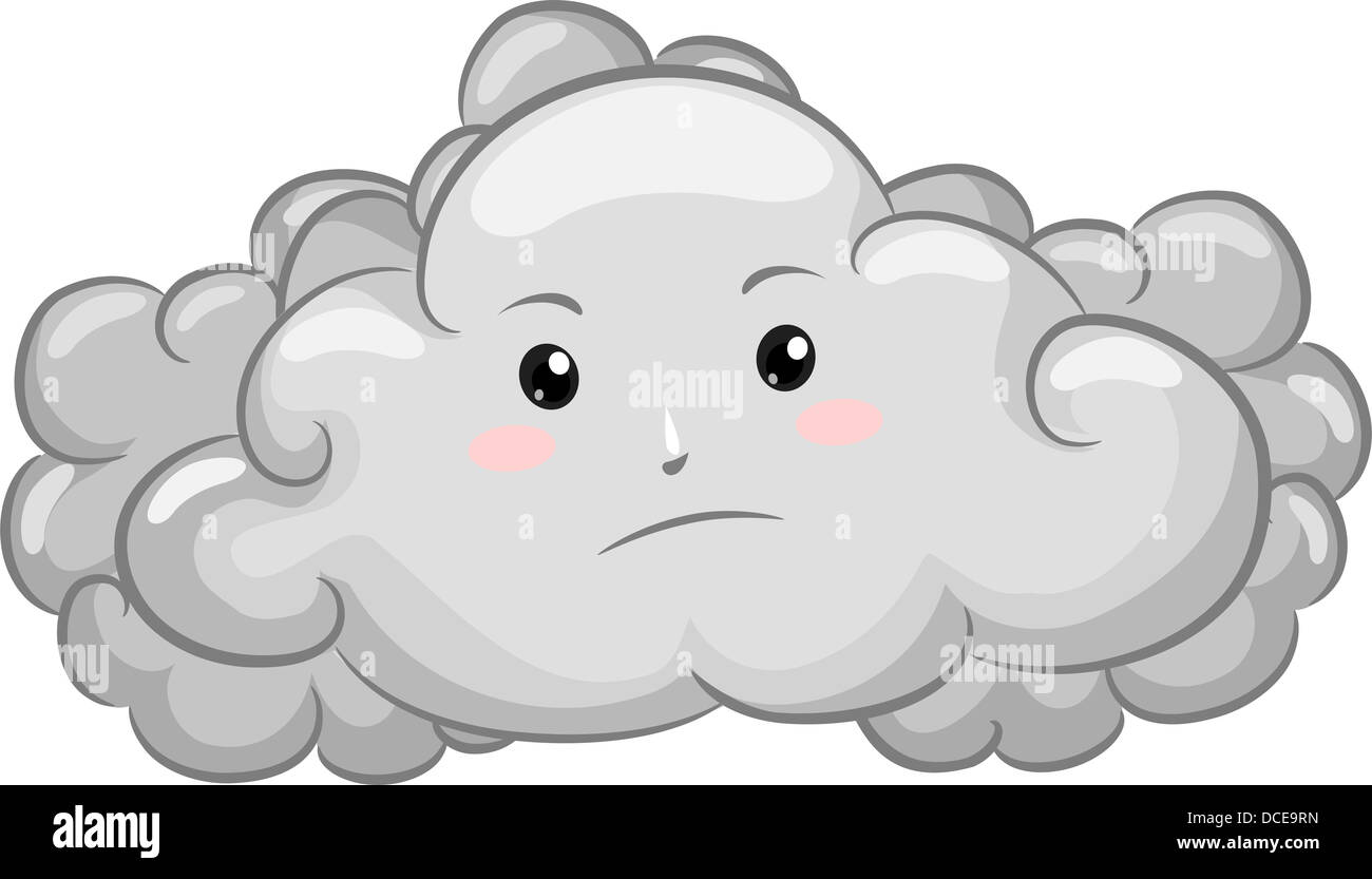 Illustration of Gloomy Dark Cloud Mascot Stock Photo - Alamy