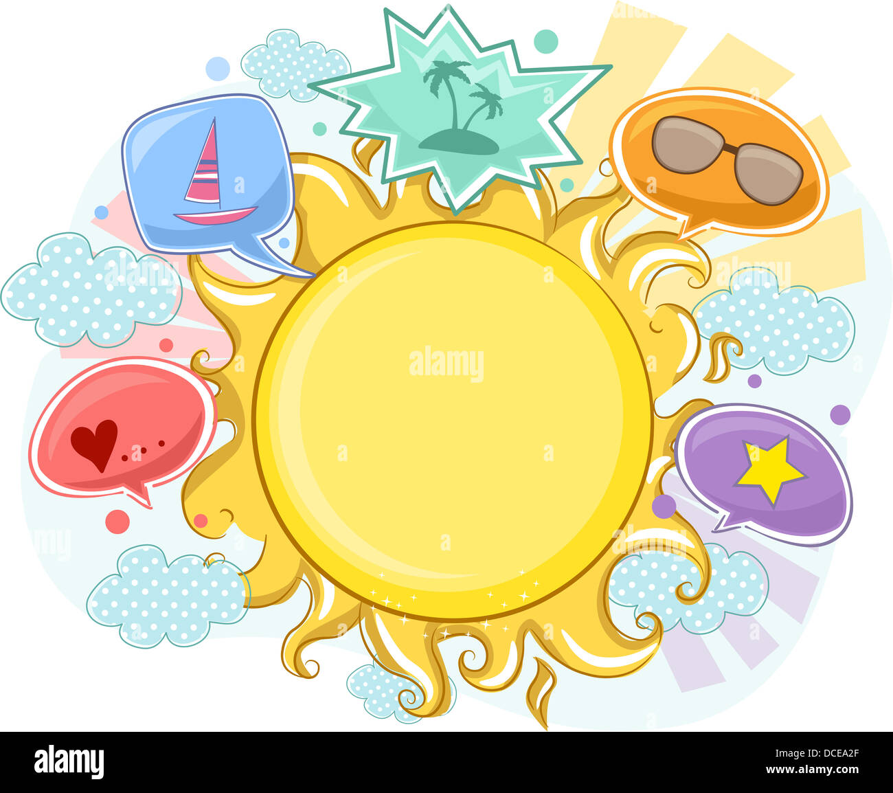 Background Illustration of Summer Sun Frame Stock Photo - Alamy