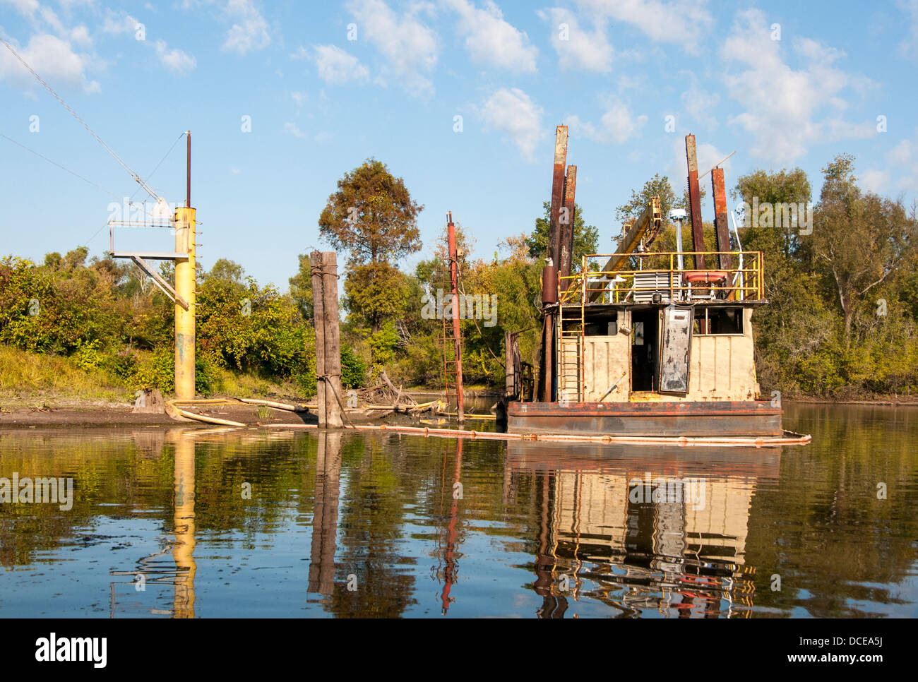 USA, Louisiana, Atchafalaya Basin, Bayou Sorrell, abandoned and rusting ...