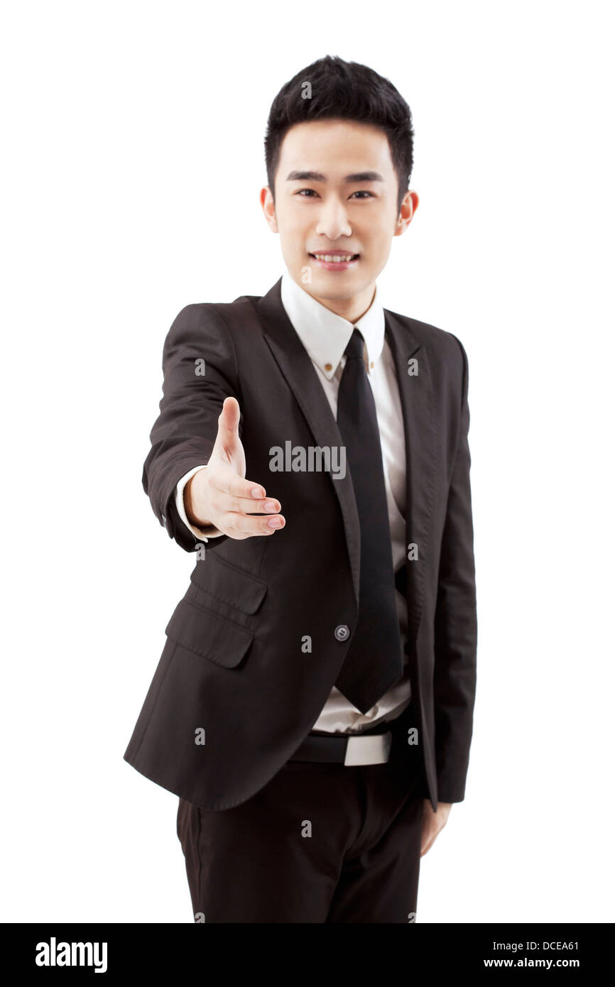 Business man forward stretched out his right hand Stock Photo - Alamy