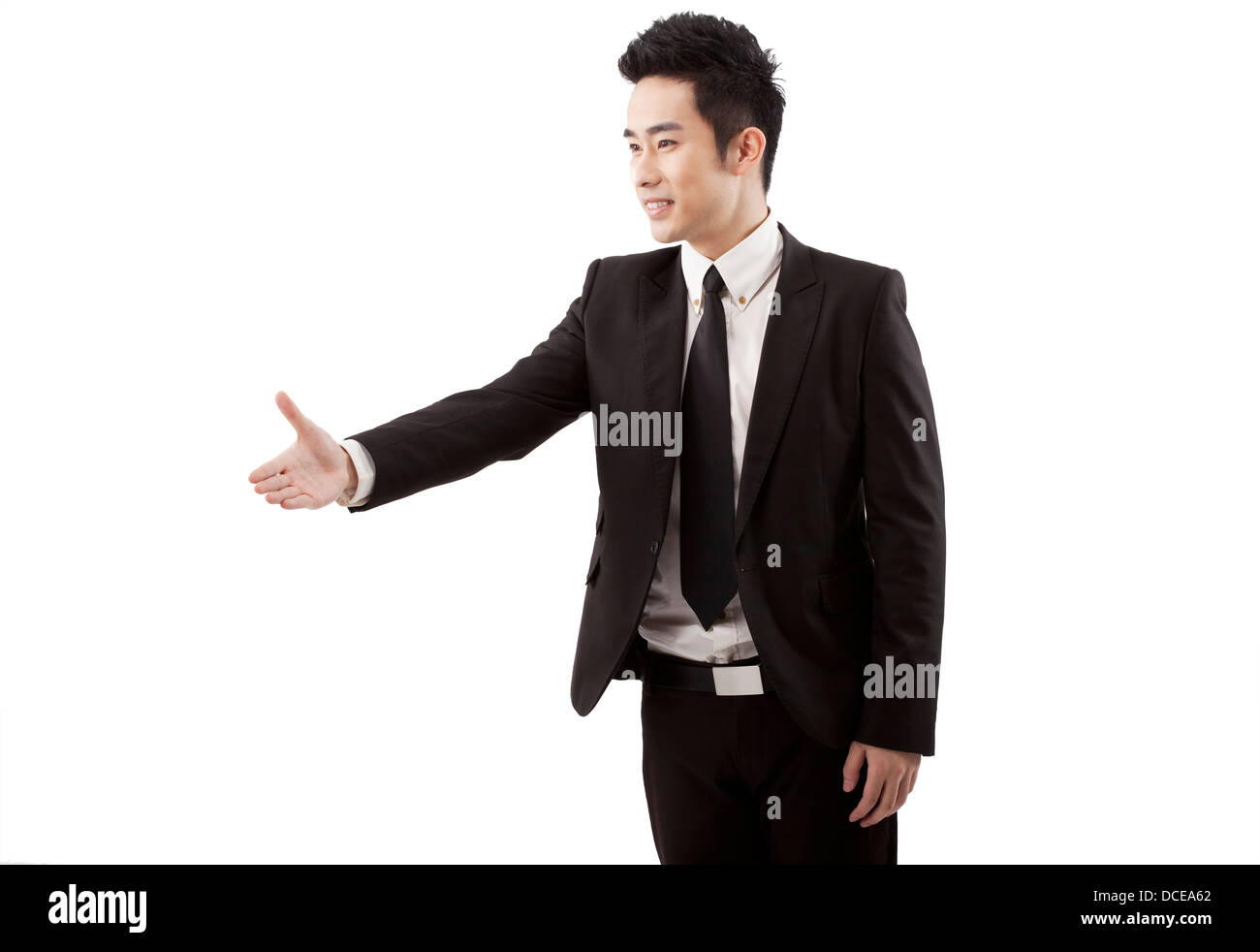 Business man forward stretched out his right hand Stock Photo - Alamy
