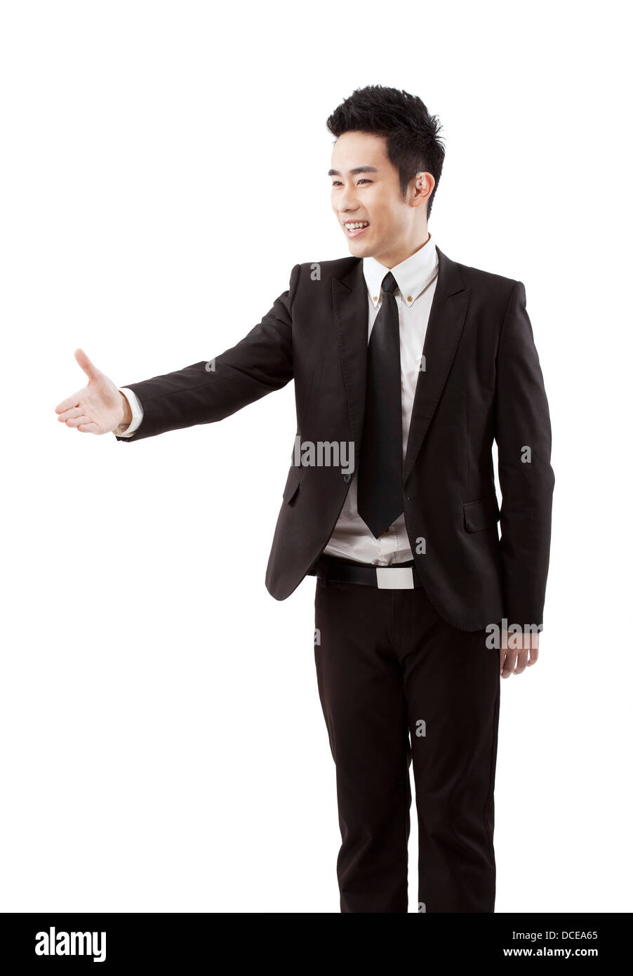Business man forward stretched out his right hand Stock Photo - Alamy