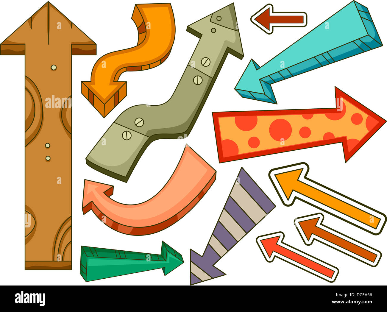 Illustration of Colorful Arrows Design Elements with Pattern Stock ...