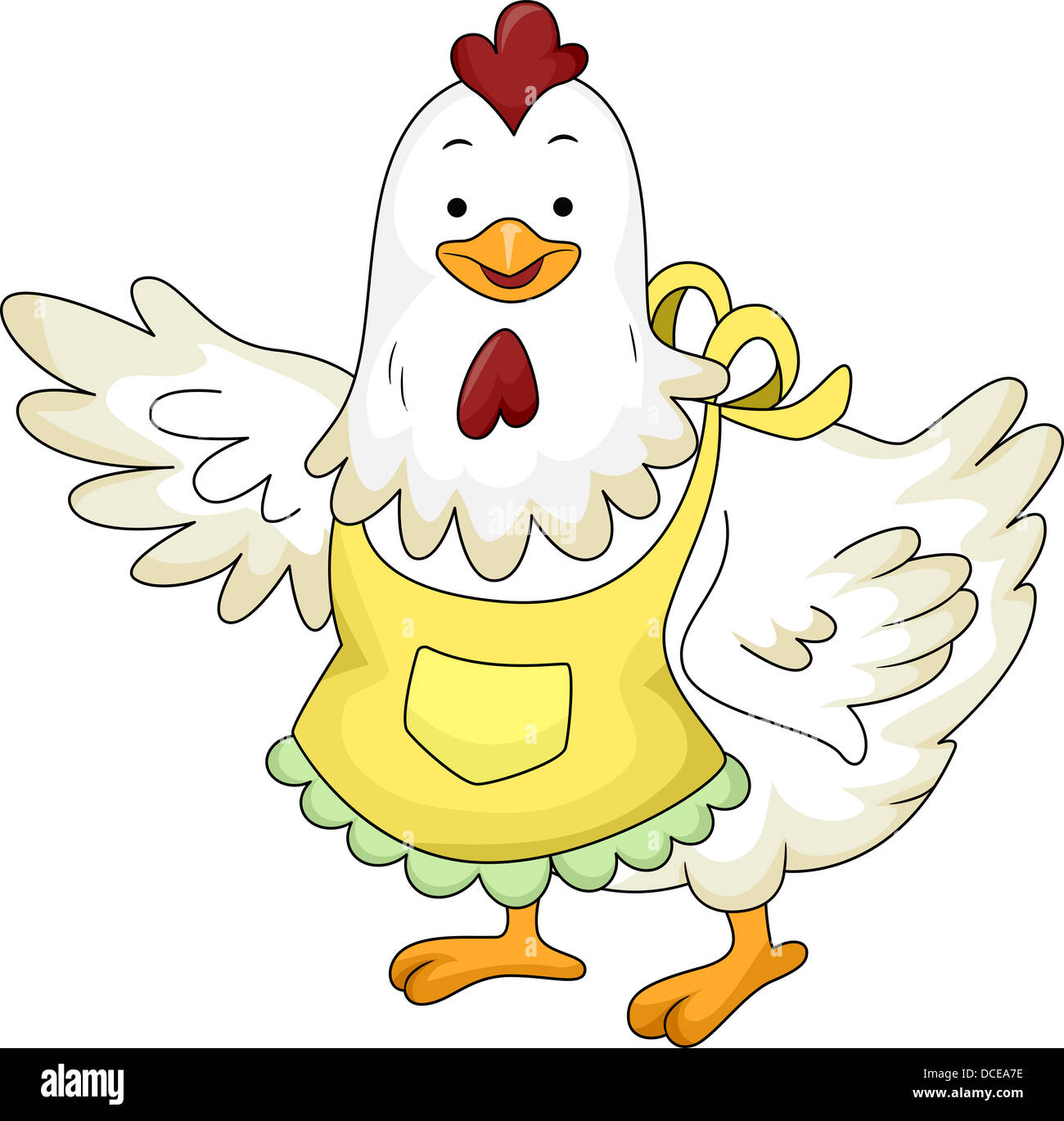 Illustration of a Chicken wearing an Apron Stock Photo - Alamy