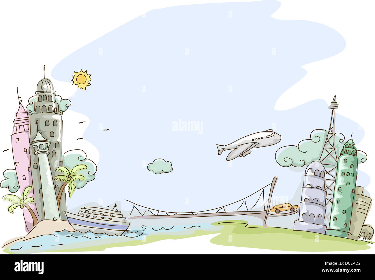 Illustration of Travel Sketch Background Stock Photo - Alamy