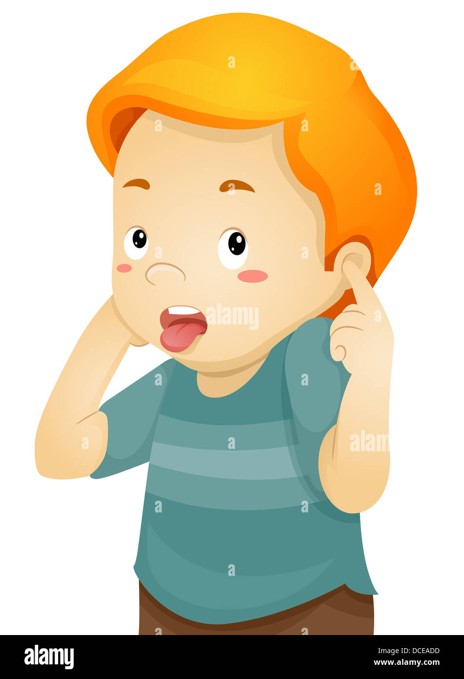Illustration of a Little Kid Boy with Tongue Sticking out Covering his ...