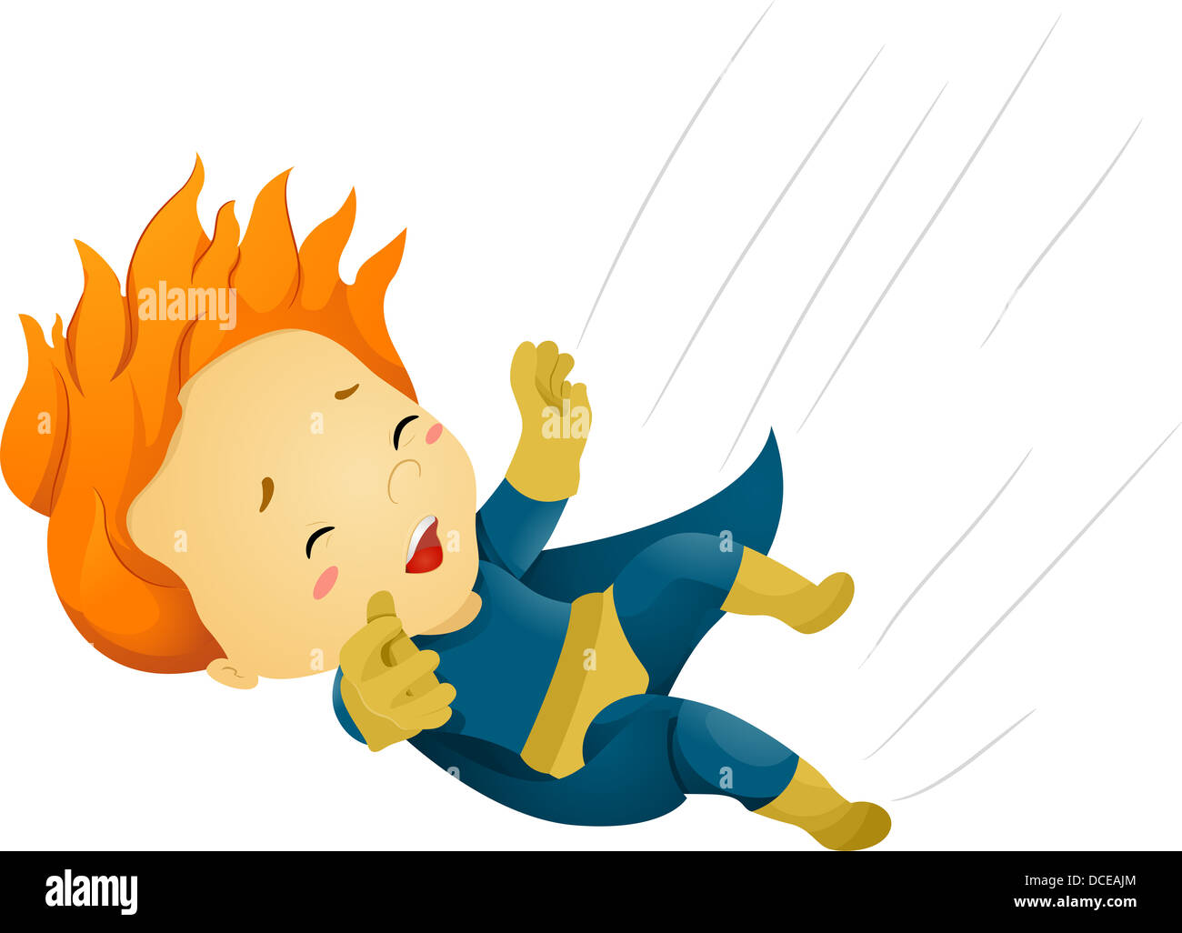 Illustration of a Falling Little Kid Boy Superhero Stock Photo - Alamy