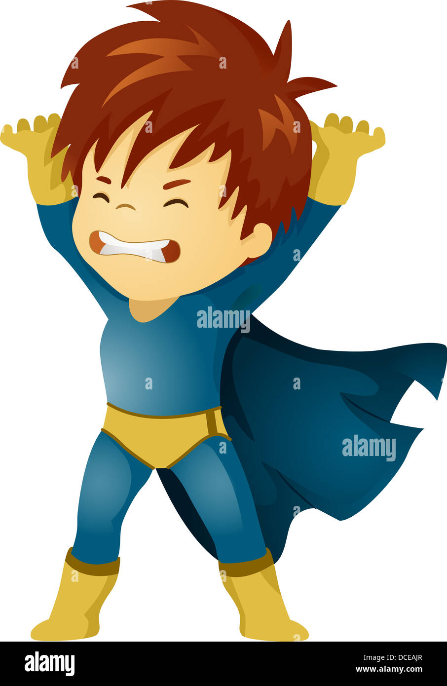 Illustration of a Little Kid Boy Superhero Lifting Something Stock ...