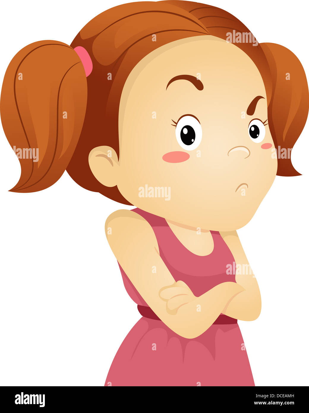Illustration of a Frowing Grumpy Little Kid Girl Stock Photo - Alamy
