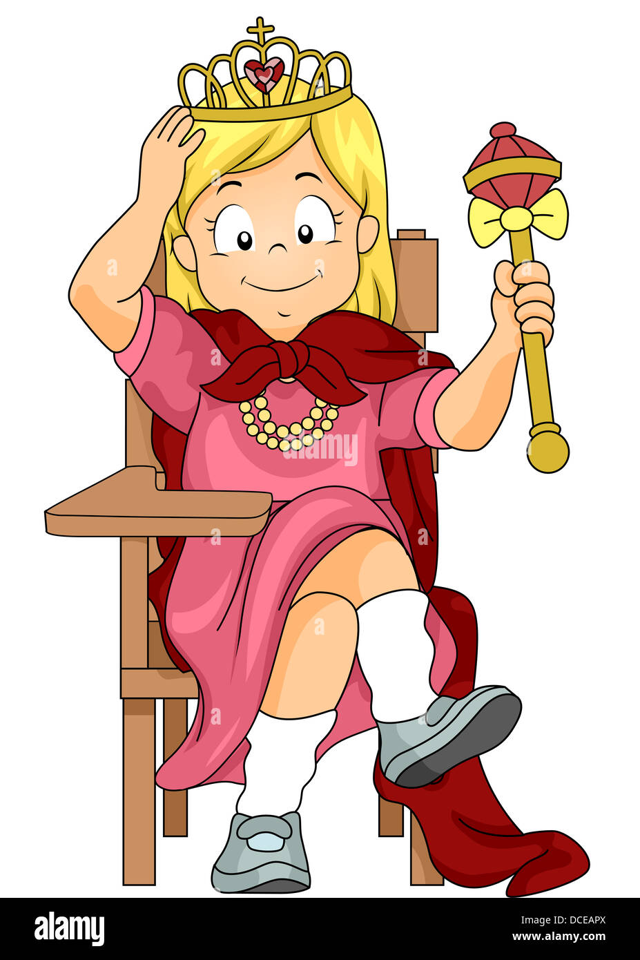 Illustration of a Little Kid Girl Dressed Like a Princess sitting on a ...